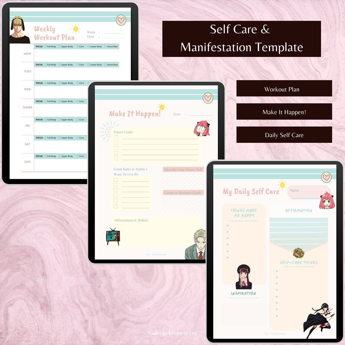 CUTE Anime Back to School Undated Templates Printable - Etsy