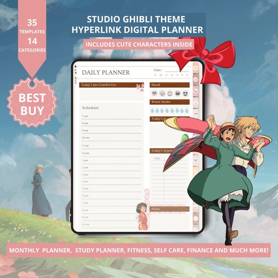 Anime Self Care & Goals Digital Planner Hyperlinked Undated - Etsy