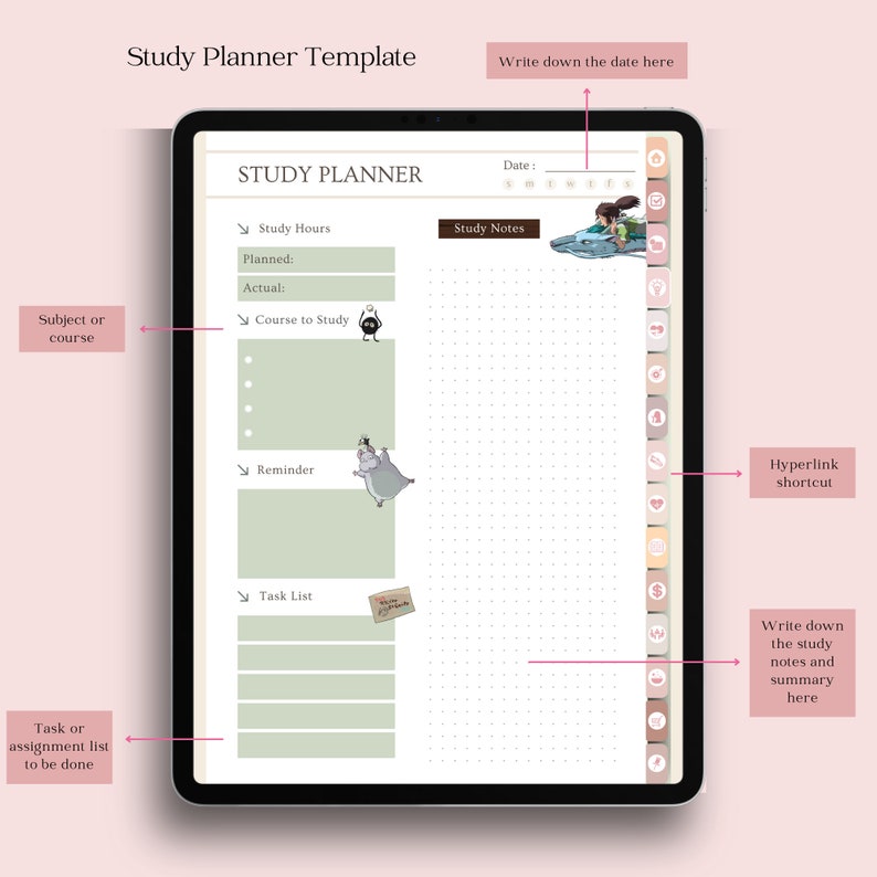 Anime, Self Care & Goals Digital Planner, Hyperlinked Undated iPad ...