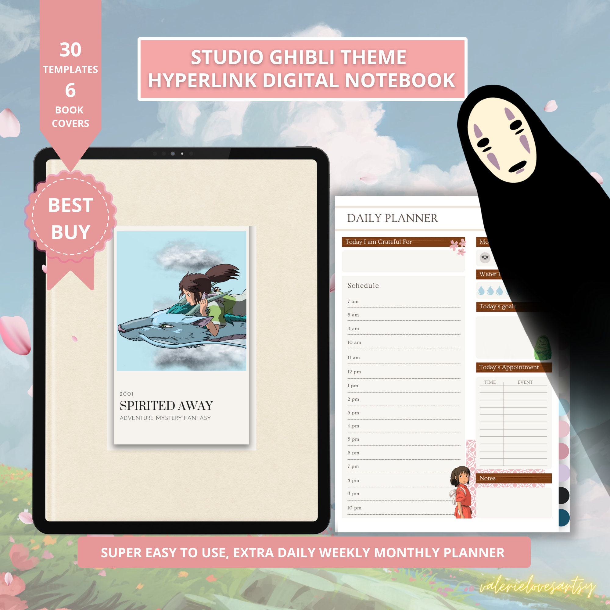 Anime Printable & Hyperlinked Digital Notebook, Undated Planner, Cute ...