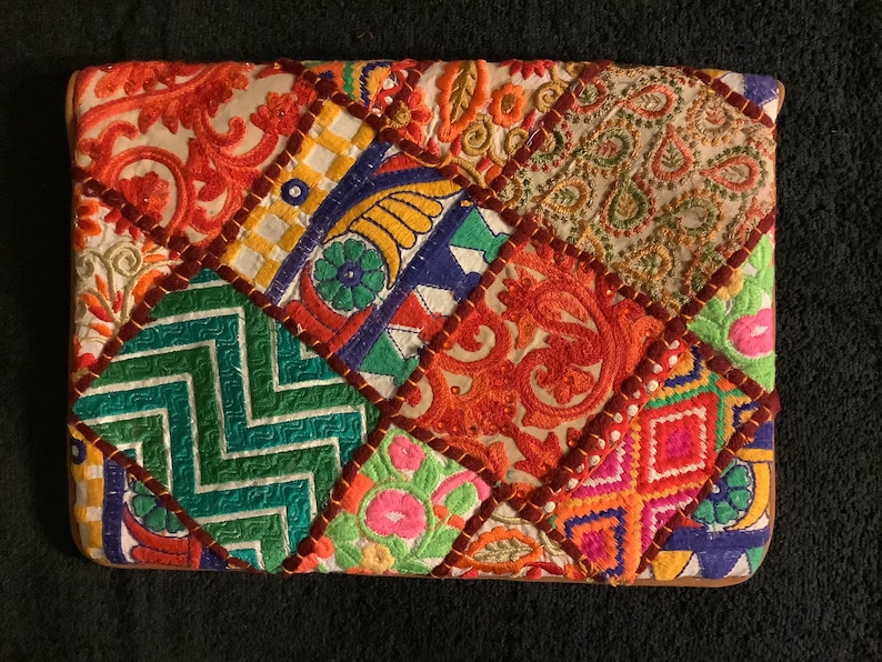 Red and Green Patchwork Boho Clutch Bag - Etsy