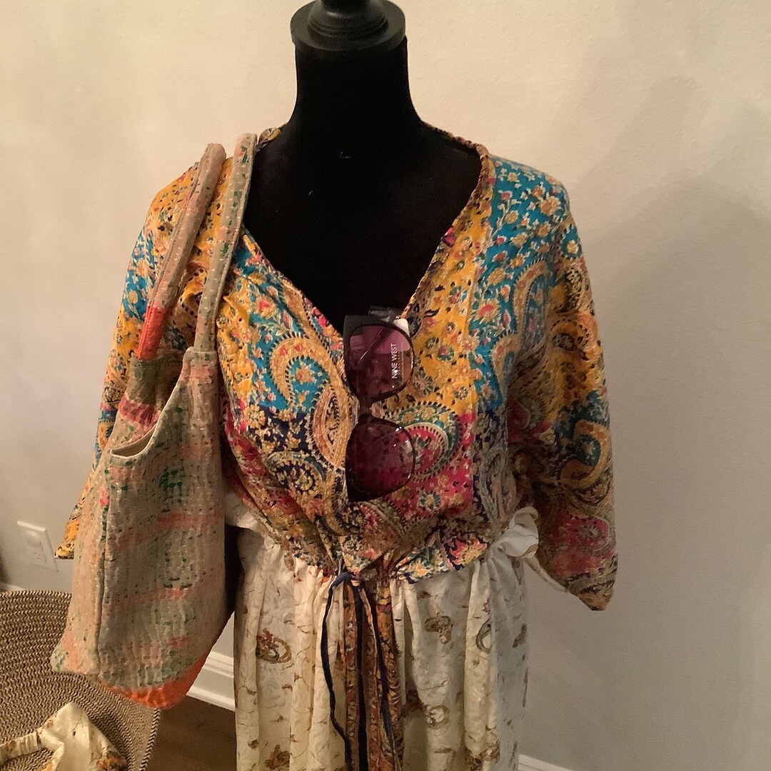 SOLD RESERVED Purse Excluded Vintage Silk Dress Set, Boho Headband ...