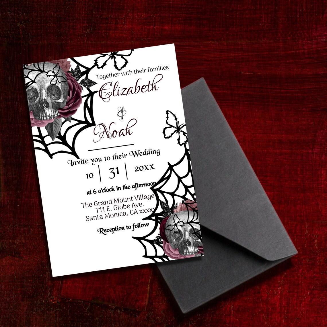 Gothic Wedding Goth Wedding Invitation Dark Wedding Skull - Etsy