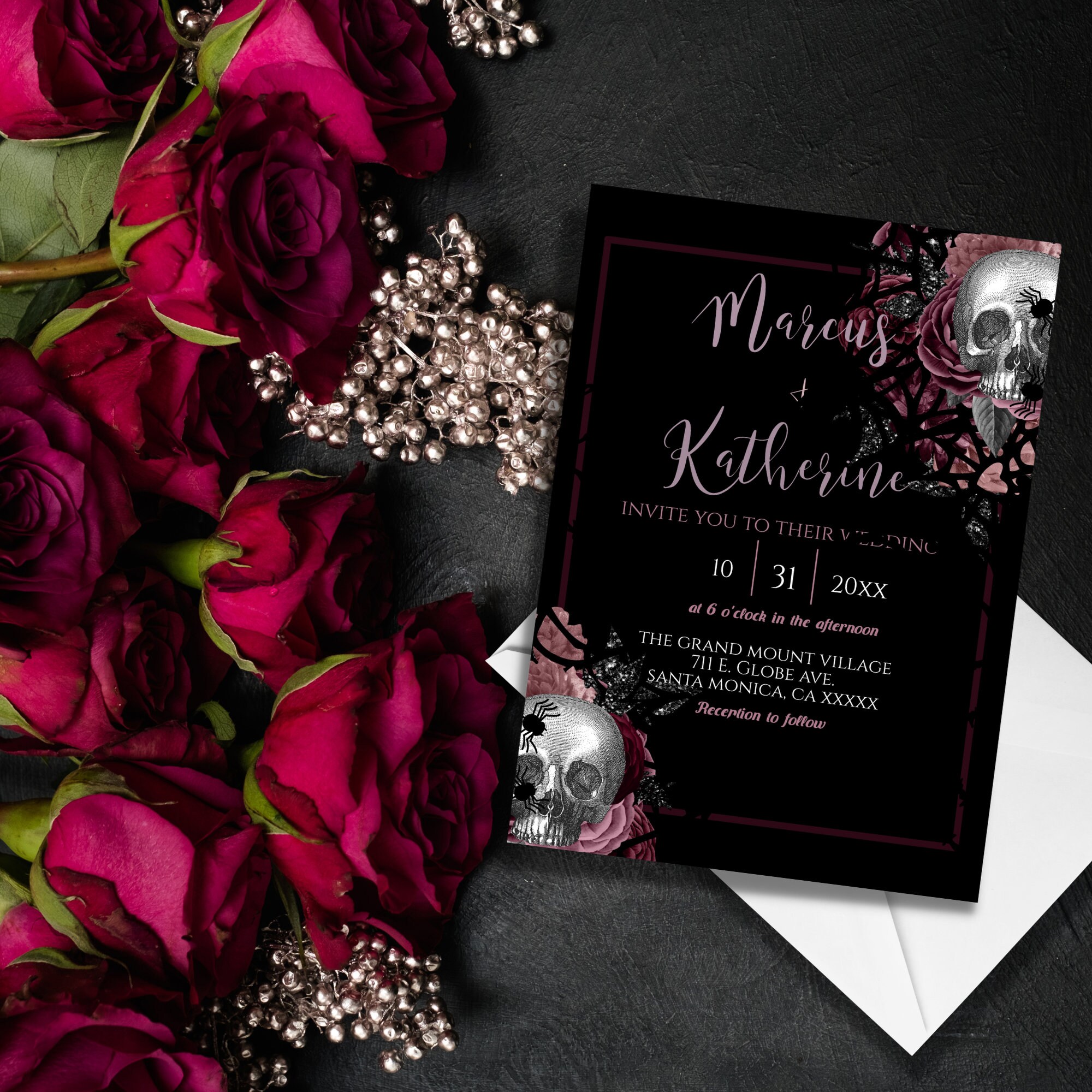 Goth Wedding Invitation Gothic Wedding Burgundy Wedding - Etsy