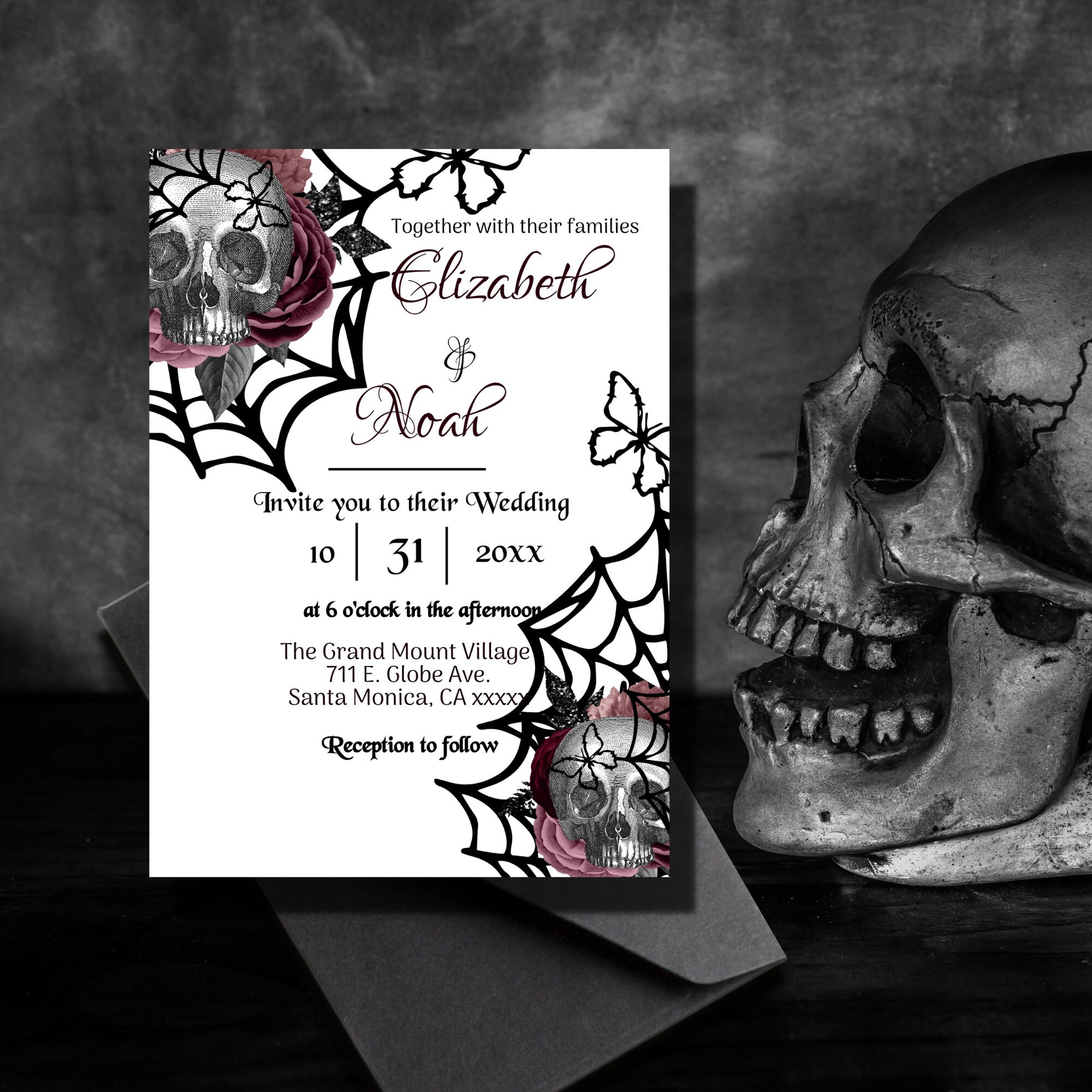 Gothic Wedding Goth Wedding Invitation Dark Wedding Skull - Etsy