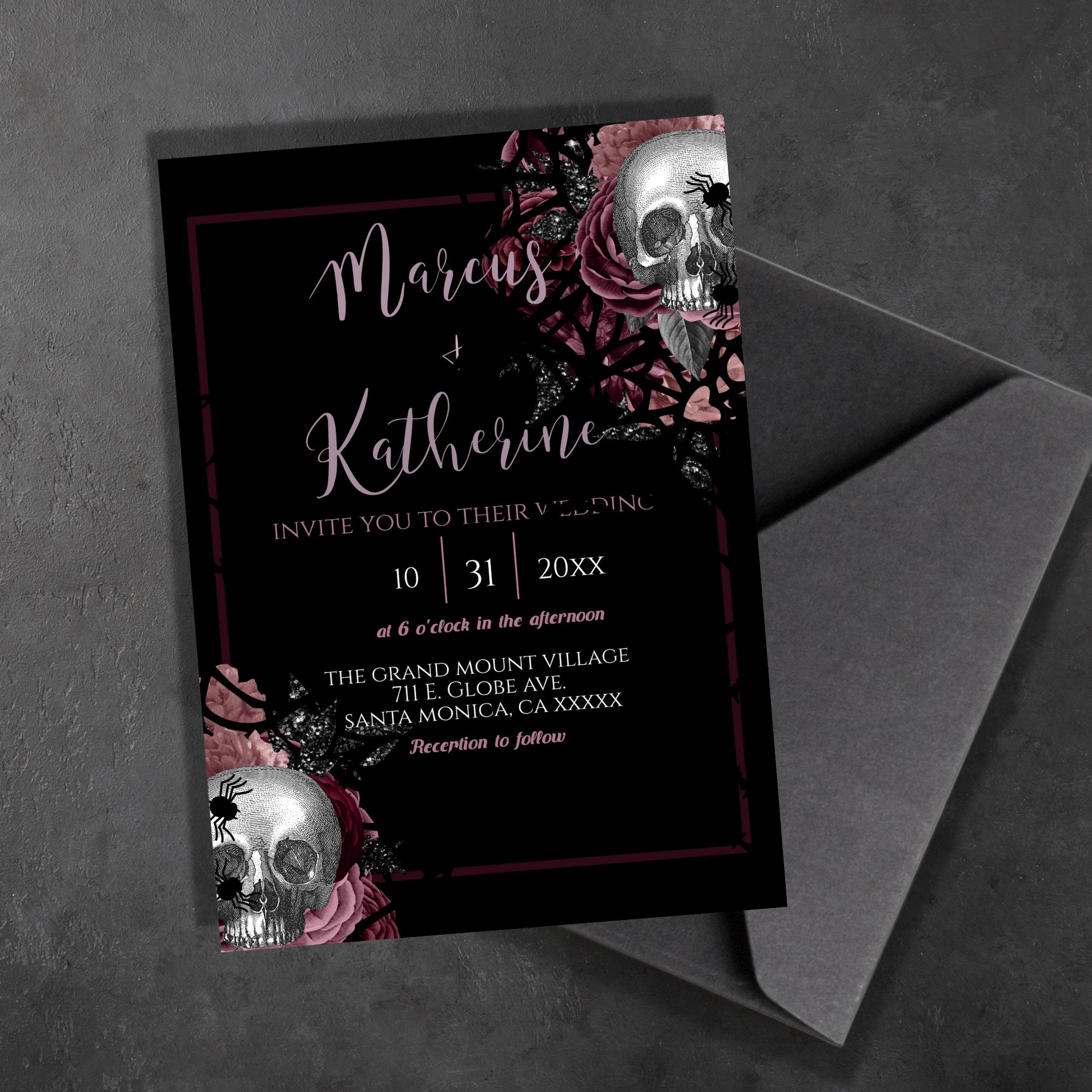 Goth Wedding Invitation Gothic Wedding Burgundy Wedding - Etsy