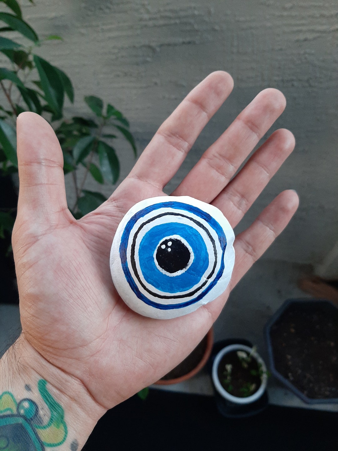Evil Eye Painted Protection Stone - Etsy