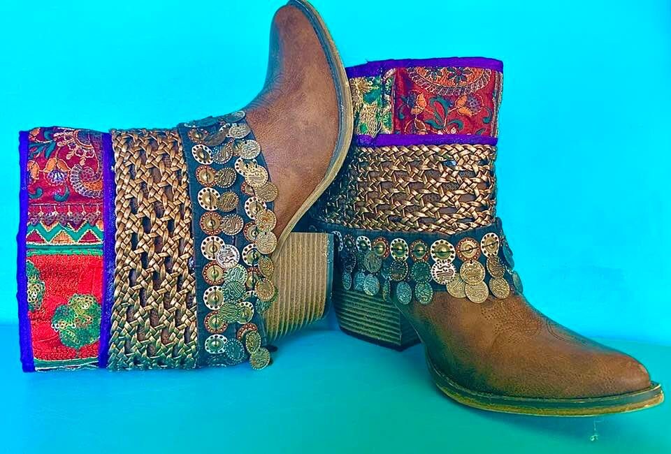 On SALE Upcycled Cowboy Boots Boho Boots Gypsy Cowgirl Reclaimed and Reinvented MIA Gambits Size ...