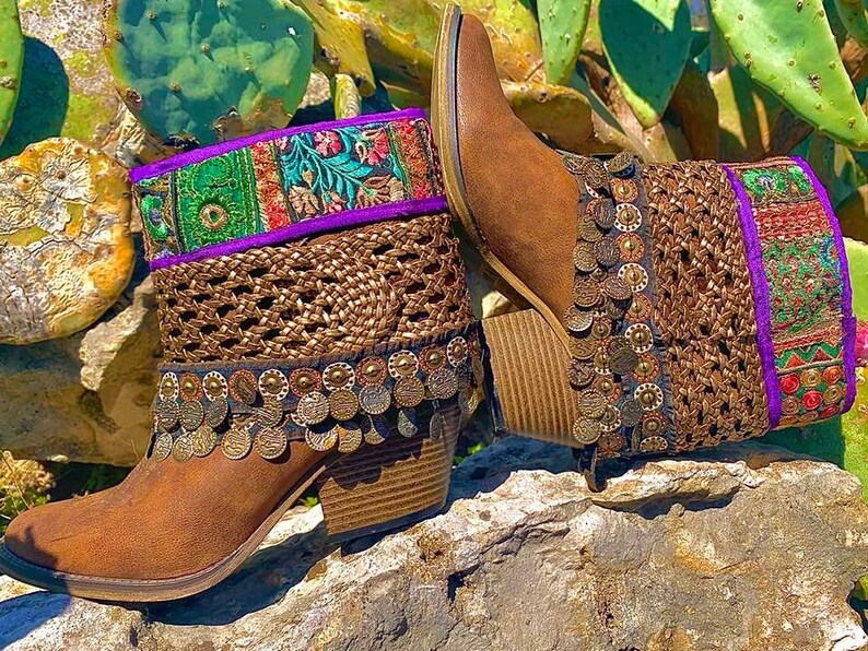 On SALE Upcycled Cowboy Boots Boho Boots Gypsy Cowgirl Reclaimed and Reinvented MIA Gambits Size ...