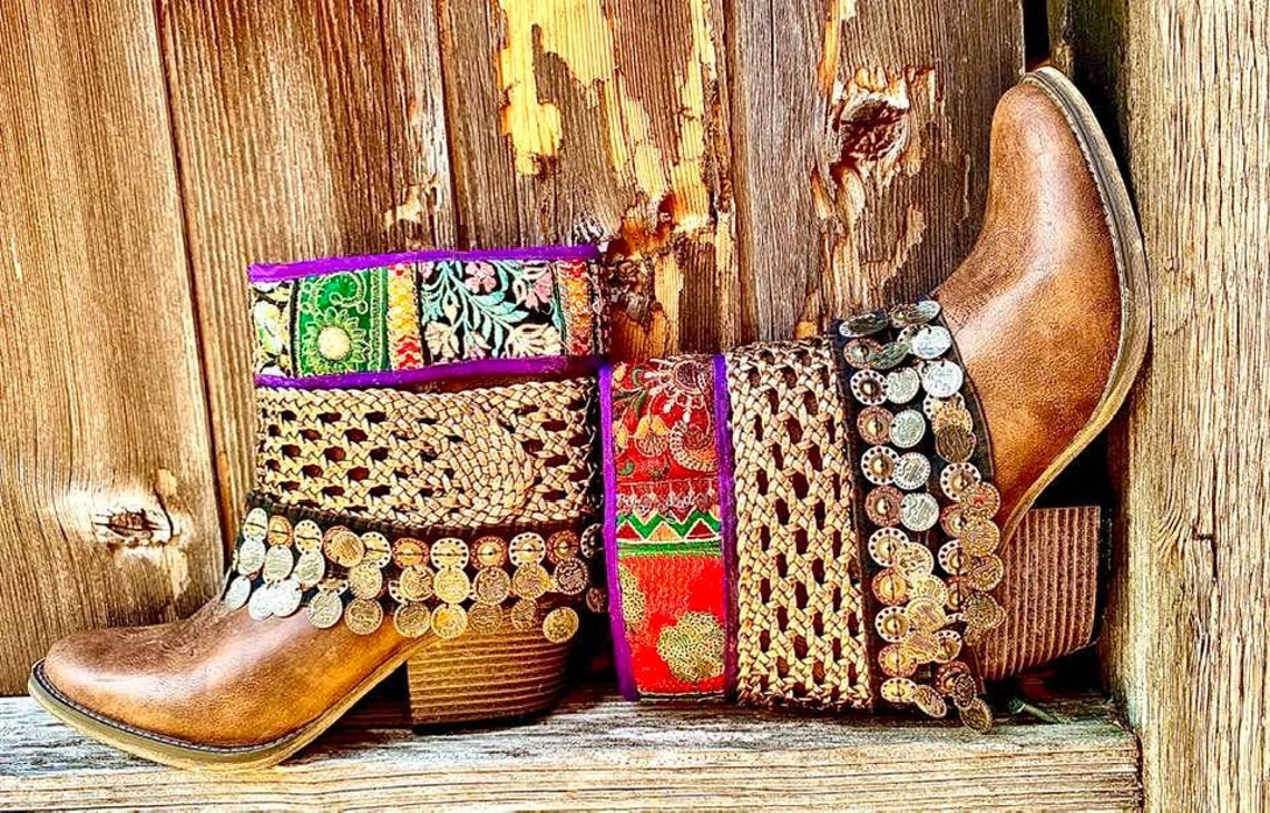 On SALE Upcycled Cowboy Boots Boho Boots Gypsy Cowgirl Reclaimed and ...