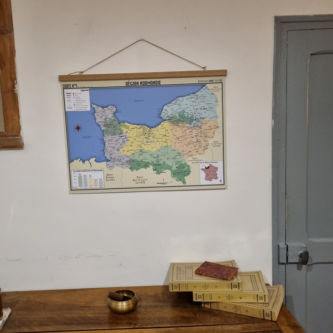 Wall Map of the Normandy Region - Etsy