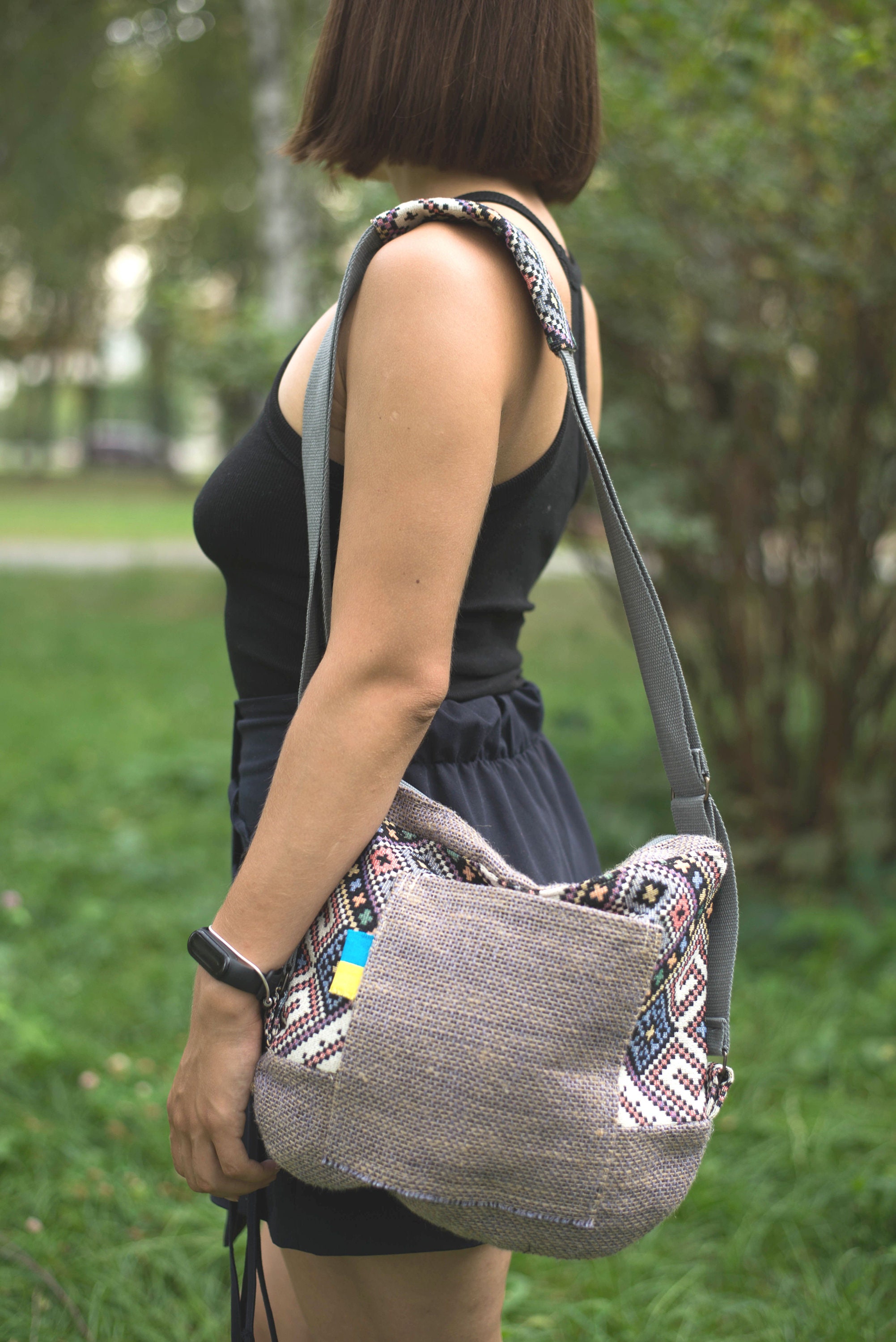 Fabric Convertible Backpack, Womens Burlap Bag Made of Cotton and ...