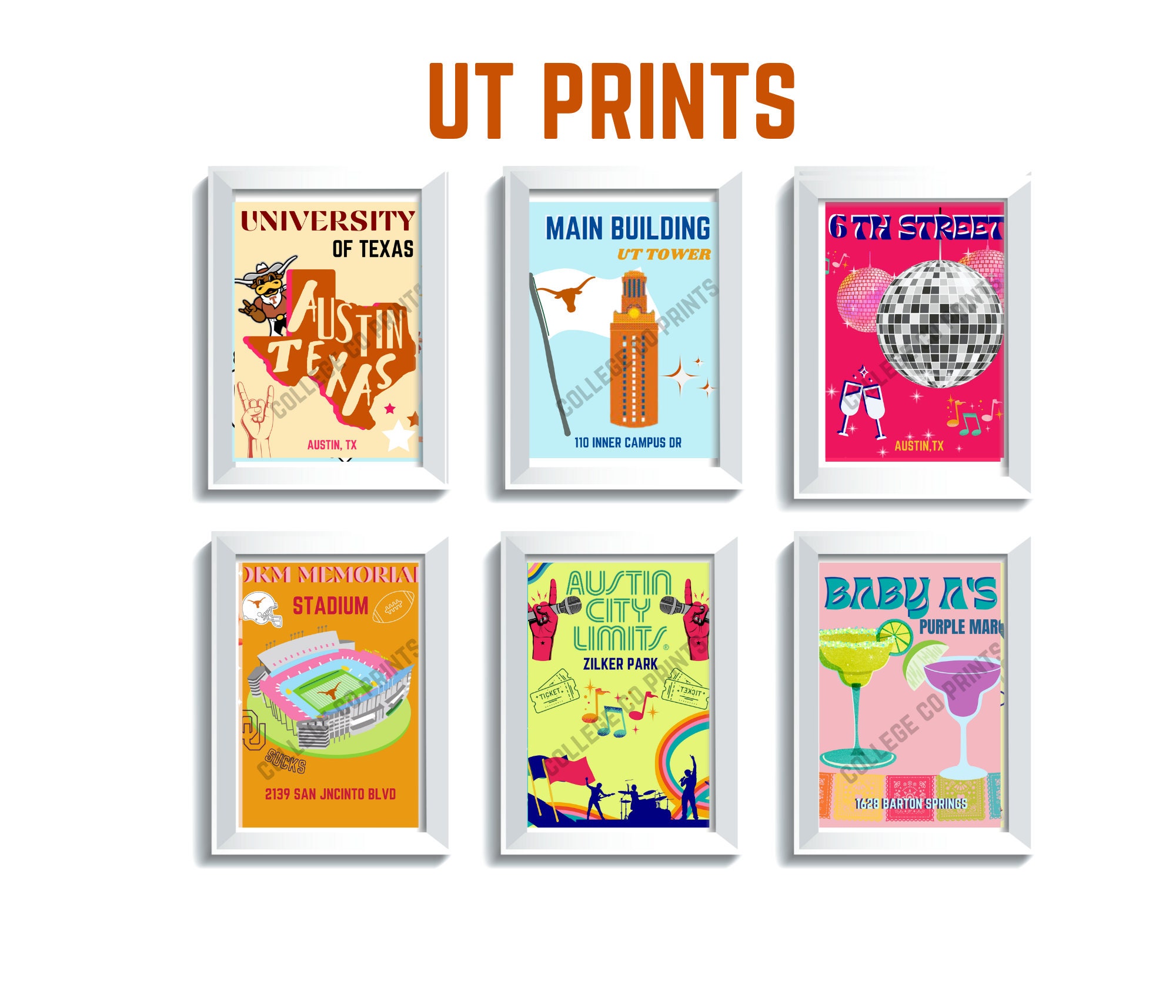 UT Texas Decor, Instant Download, Digital Prints, UT Decor, Dorm Decor ...