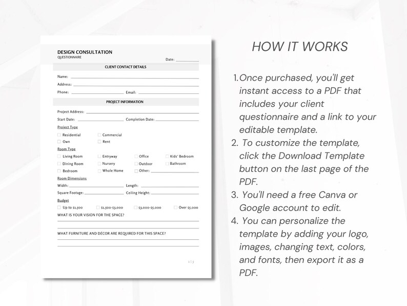 Client Questionnaire Canva Template, Customizable, Client Intro ...