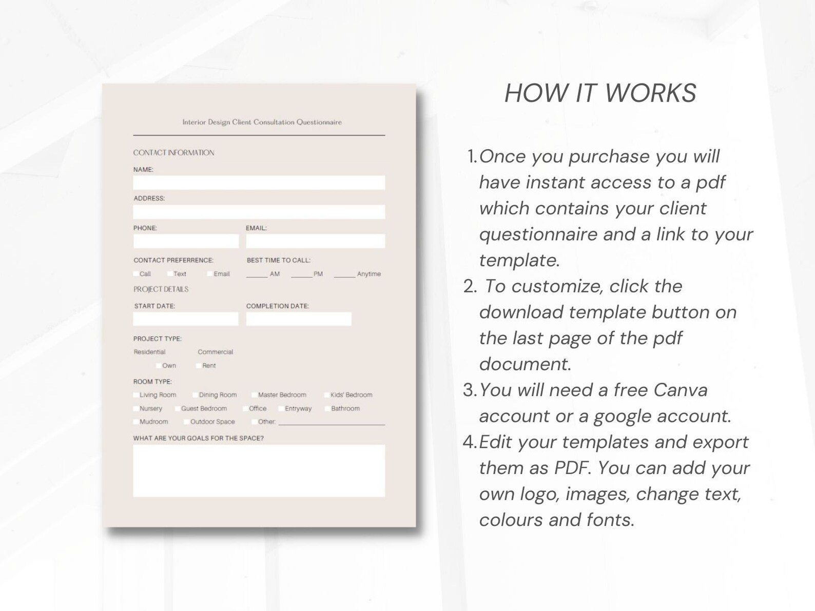 Client Questionnaire Canva Template Customizable Client - Etsy Canada