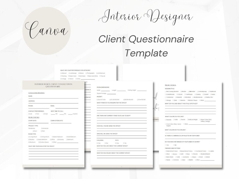 Client Questionnaire Canva Template Customizable Client - Etsy Canada