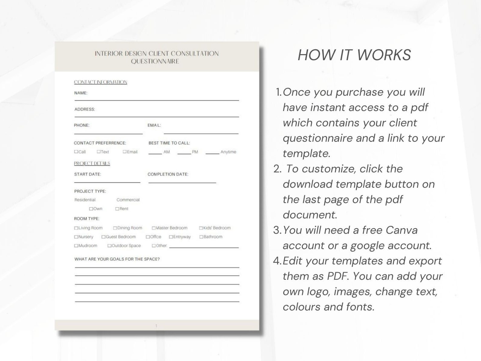 Client Questionnaire Canva Template Customizable Client - Etsy Canada