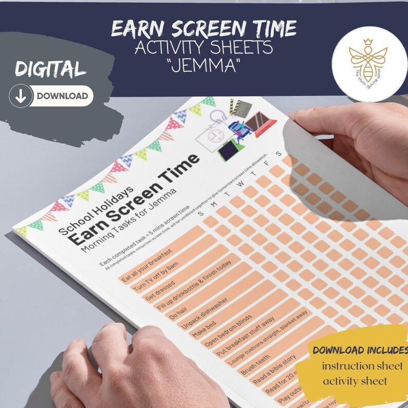 Earn Your Screen Time Chore Chart - Jemma - Etsy