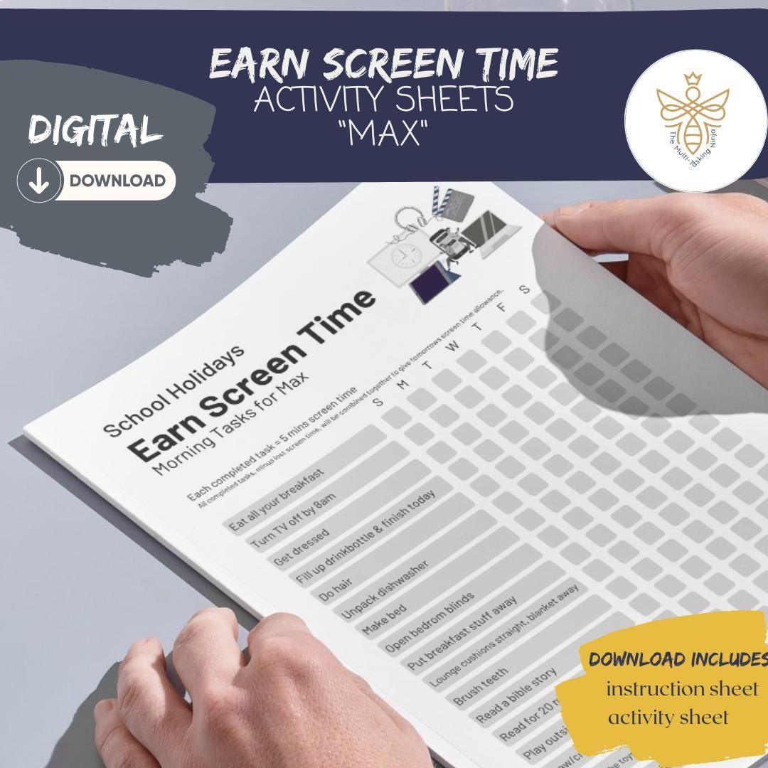 Earn Your Screen Time Chore Chart - Max - Etsy