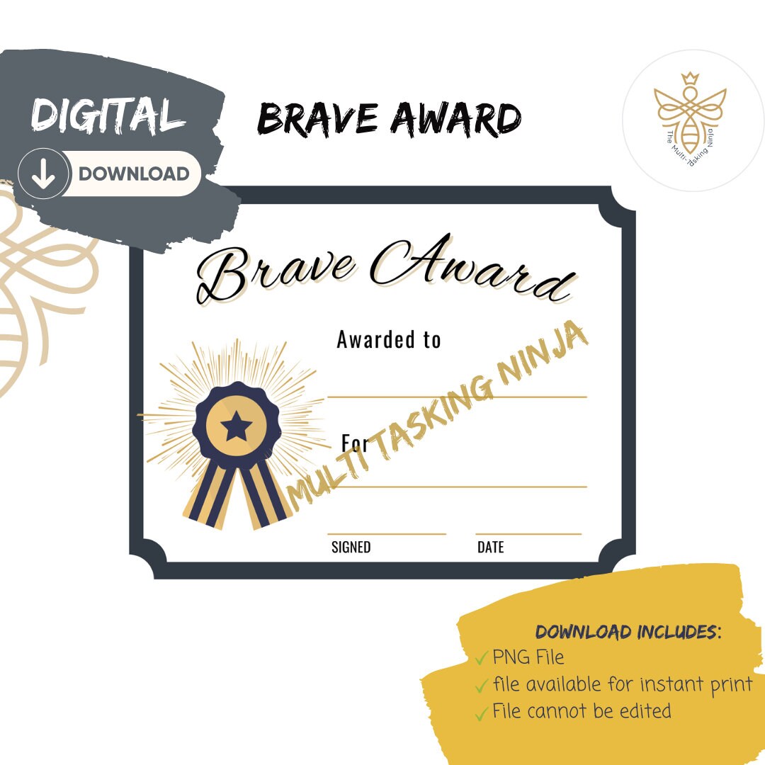 Brave Award, Certificate, Download Print, Celebrate, Business ...