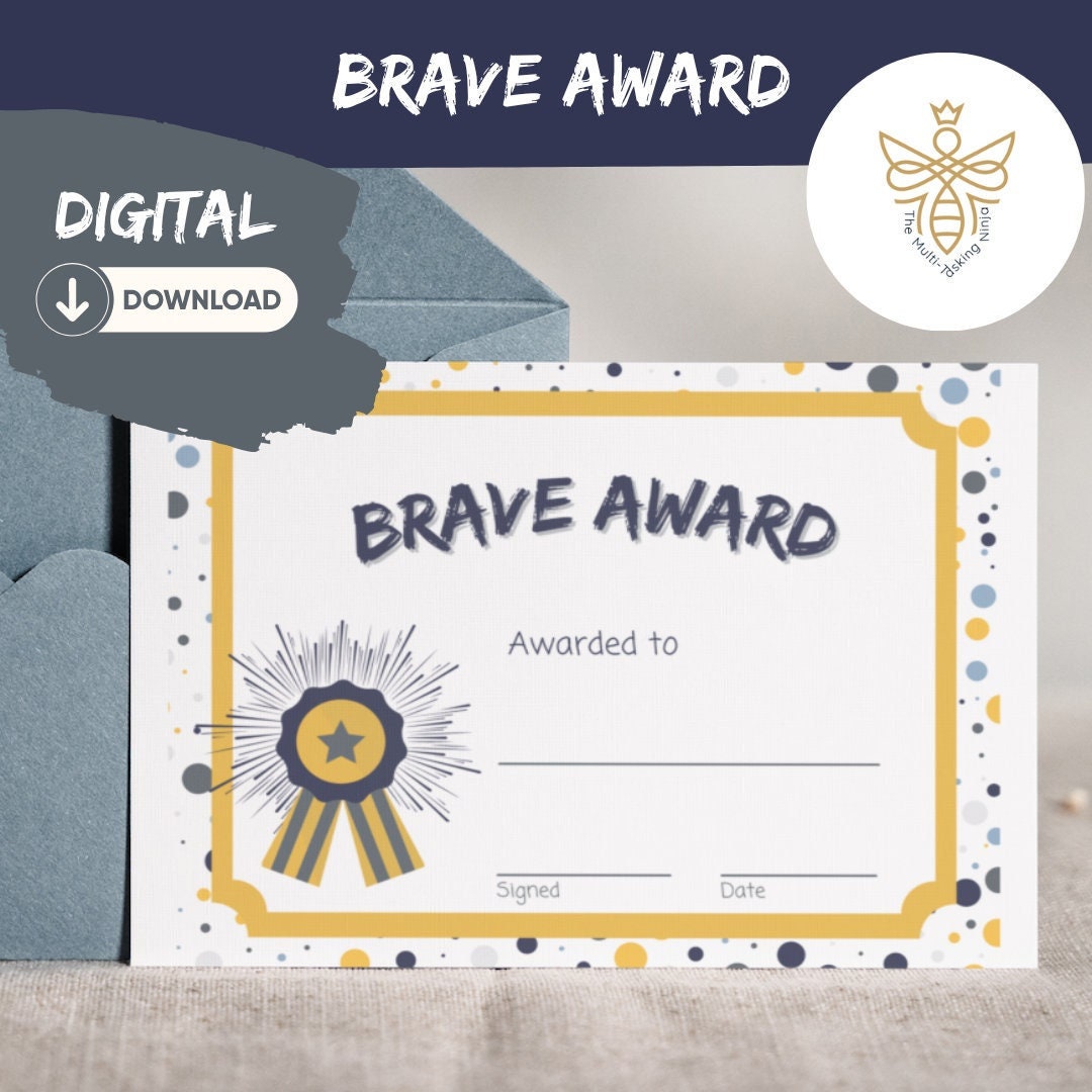 Brave Award, Certificate, Affirmation, Kids, Download Print ...