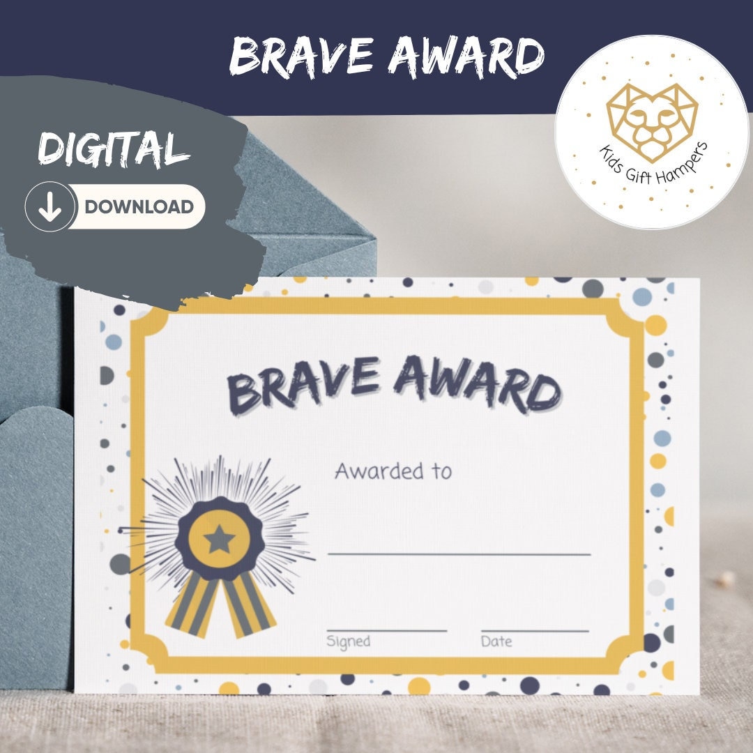 Brave Award / Certificate Affirmation Kids Gifts Download - Etsy
