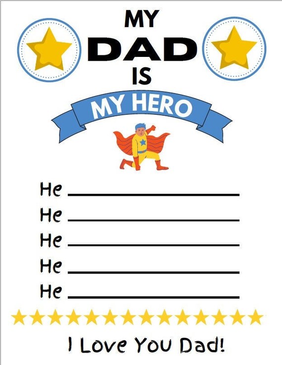 My Dad My Hero Printable Father's Day Printable Why My - Etsy