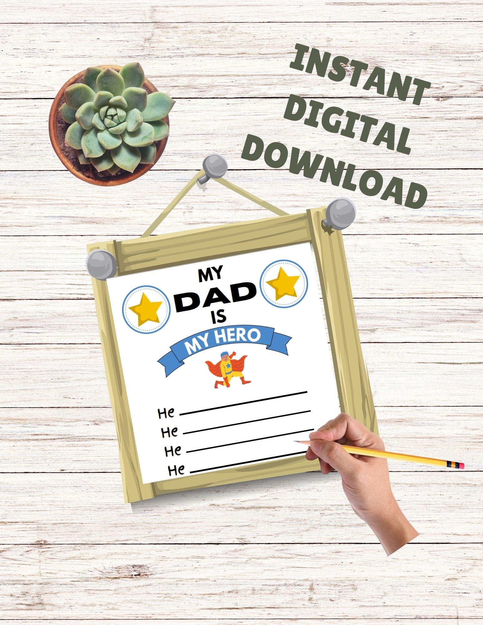 My Dad My Hero Printable Father's Day Printable Why My - Etsy