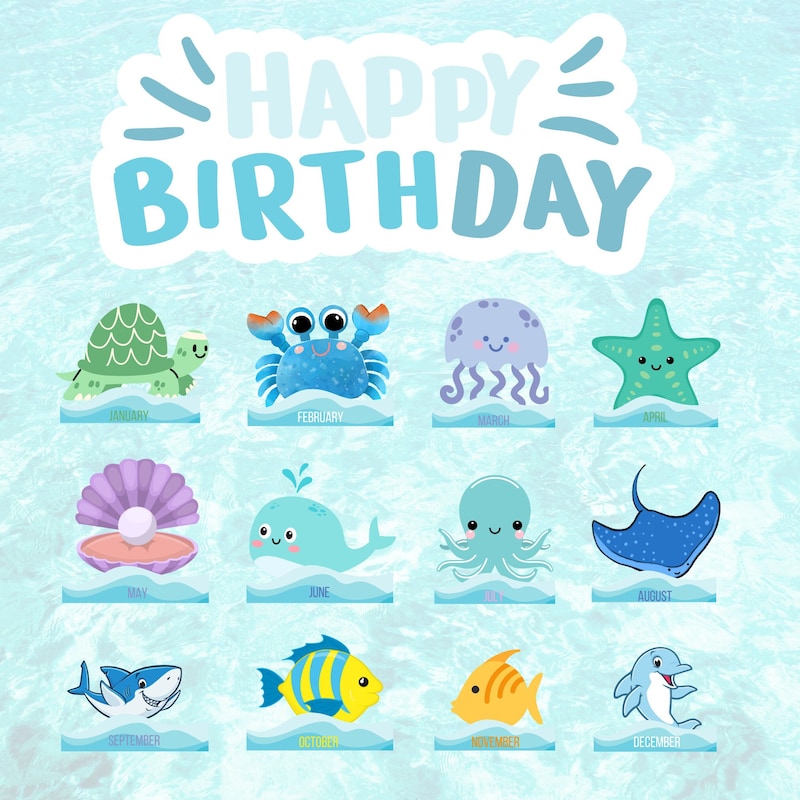 Sea Turtle Birthday Chart - Etsy