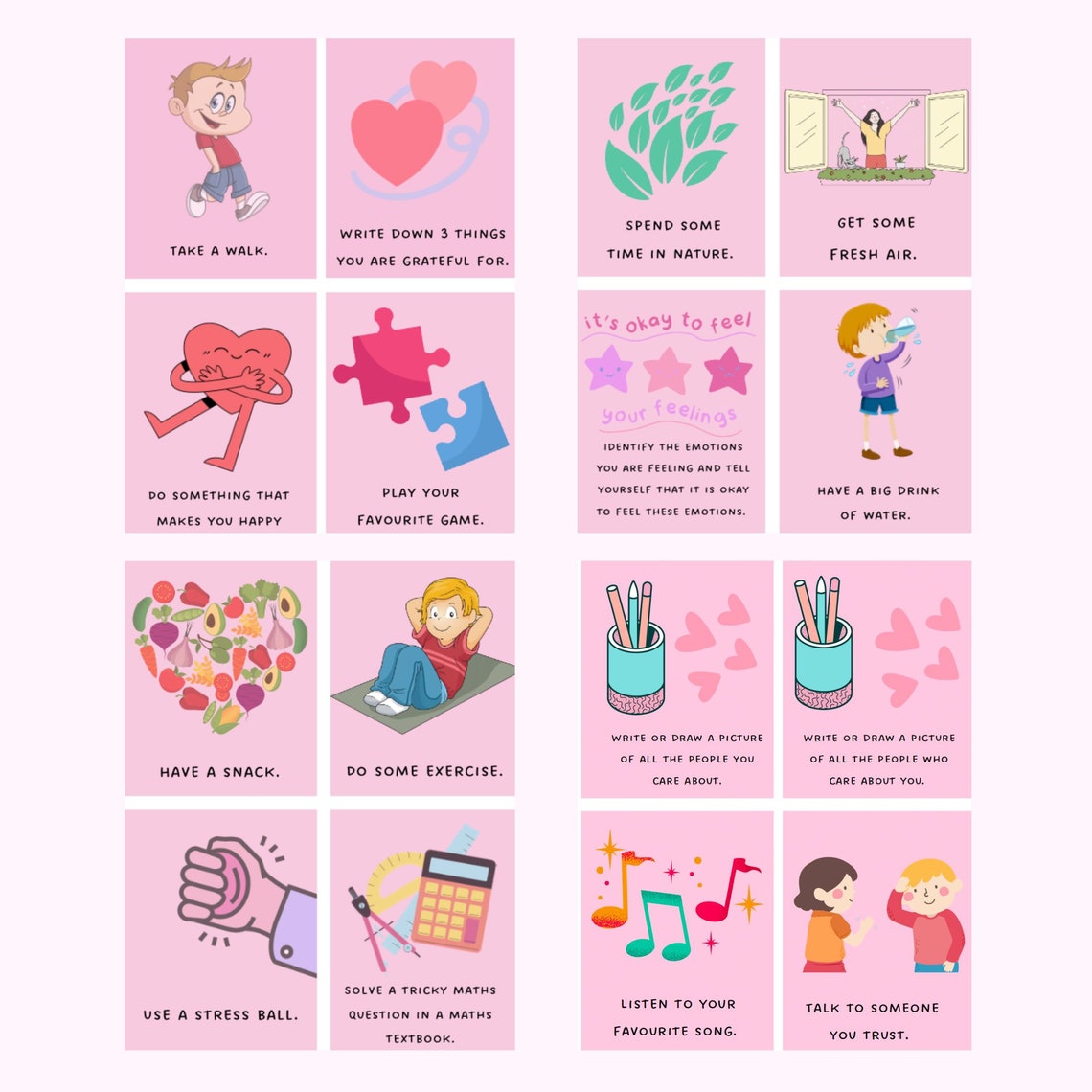 Printable Coping Strategy Cards for Kids, Coping Technique Cards for ...