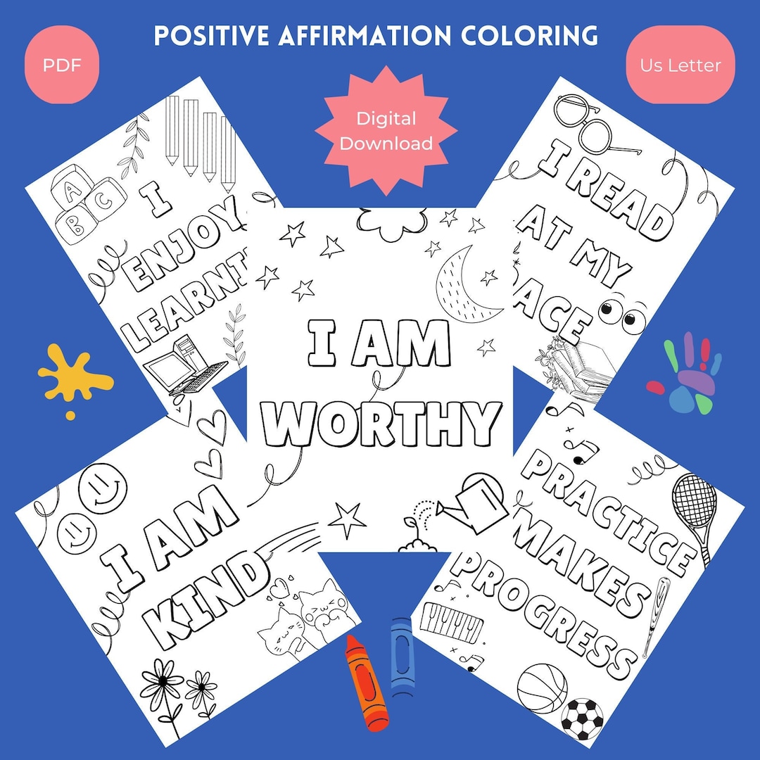 Affirmations Coloring Template for Kids. Positive Affirmation Coloring ...