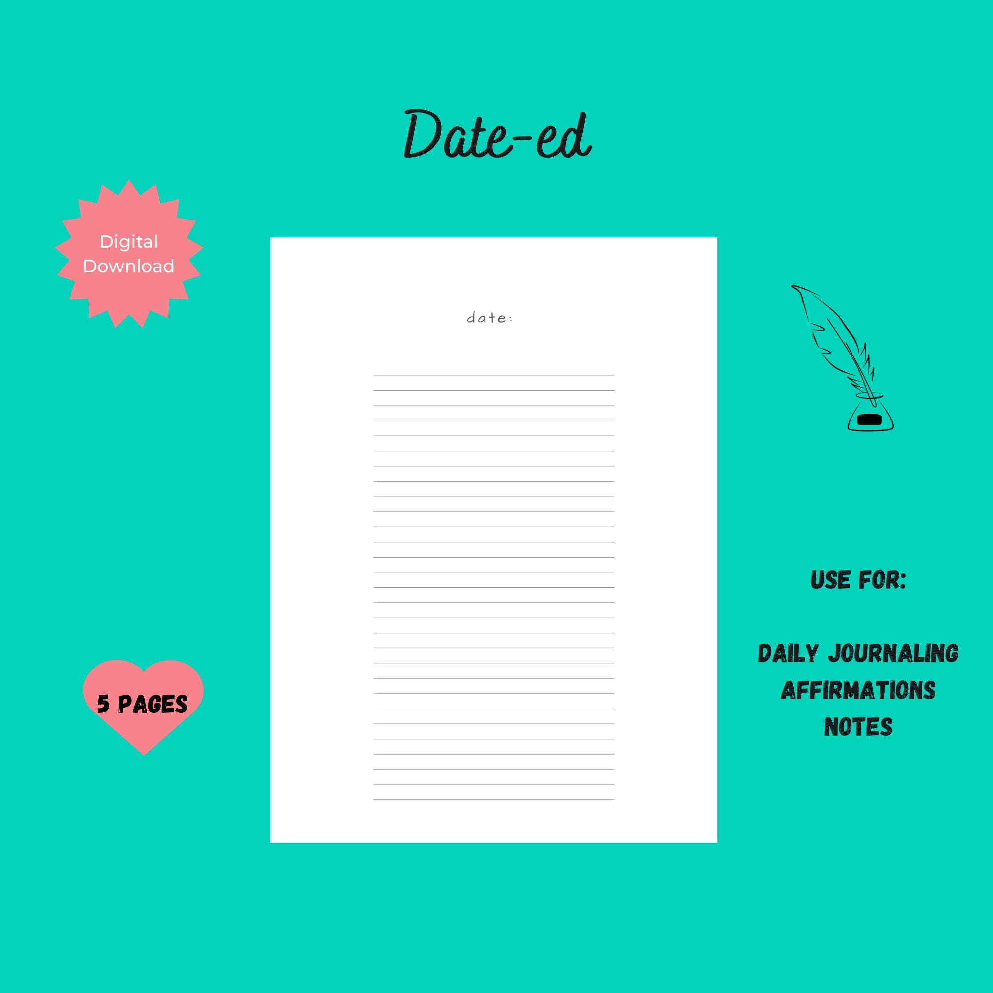 Minimalist Printable Stationery Set. Simple Letter Stationery. Lined ...