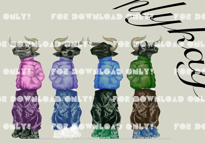 Cool Cows Poster COLORED VERSION/ Artsy/ Aesthetic/vintage/art Print ...