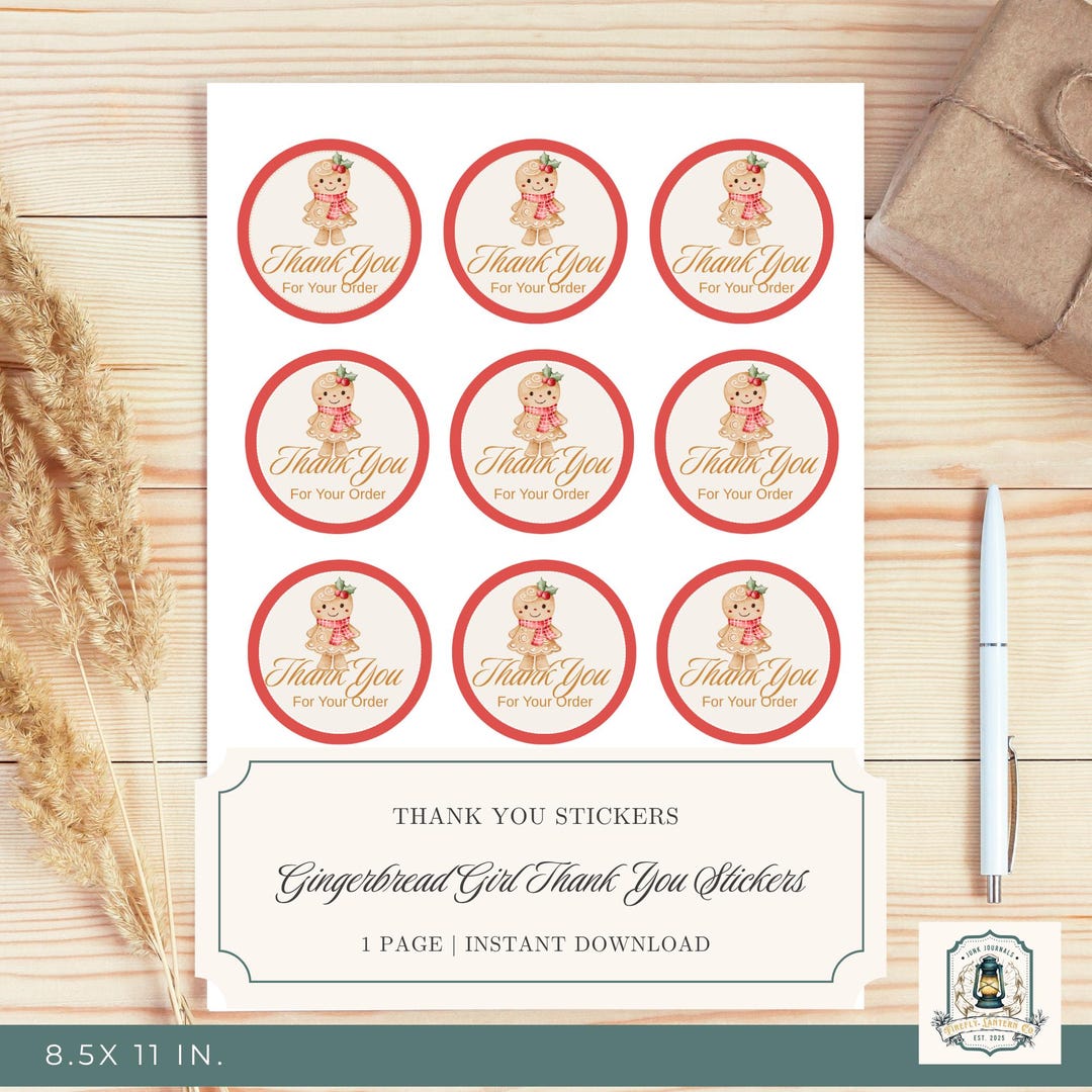 Printable Gingerbread Girl Thank You Labels – Round Sticker Template ...