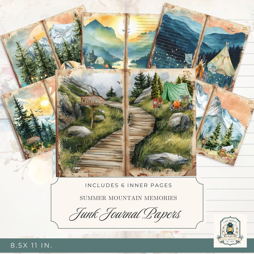 Summer Mountain Journal Pages: Printable Scrapbook Ephemera (digital ...