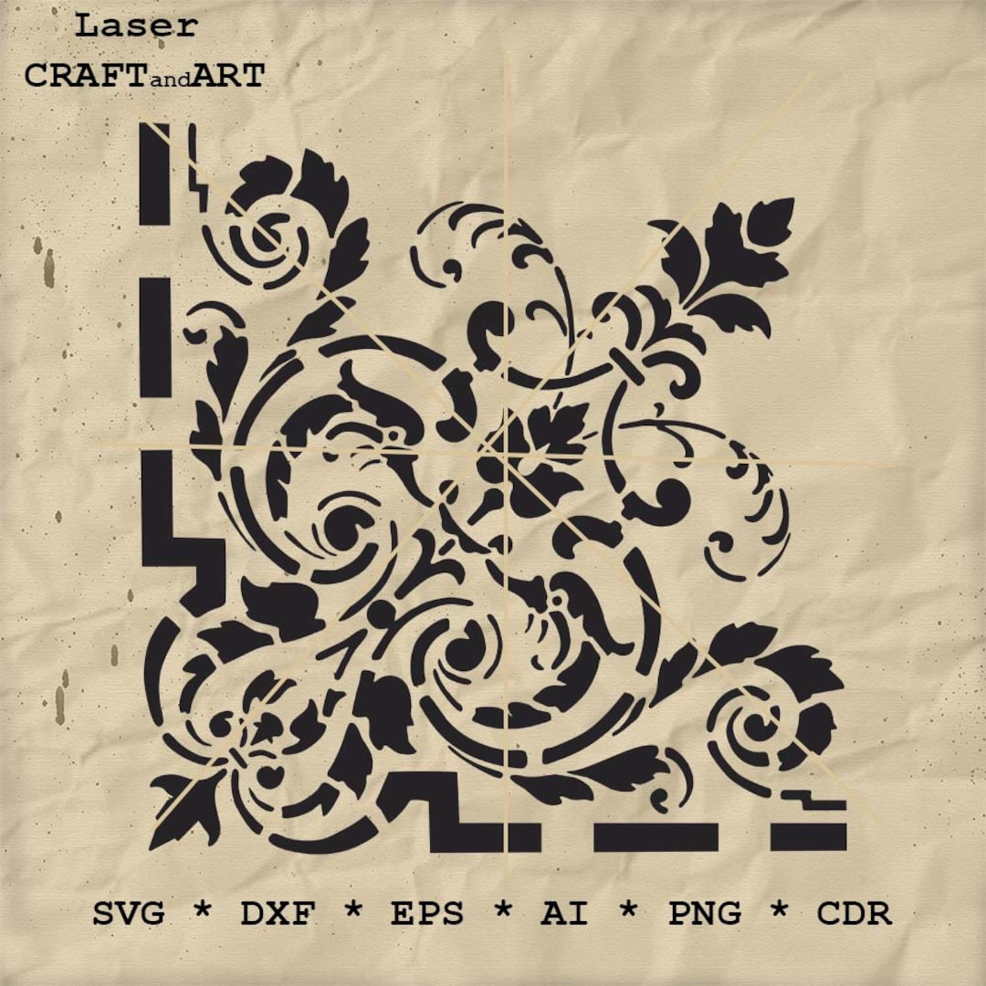 Stencils Corner Svg, Dxf, Stencils Pattern Svg, Stencils Dxf, Eps ...