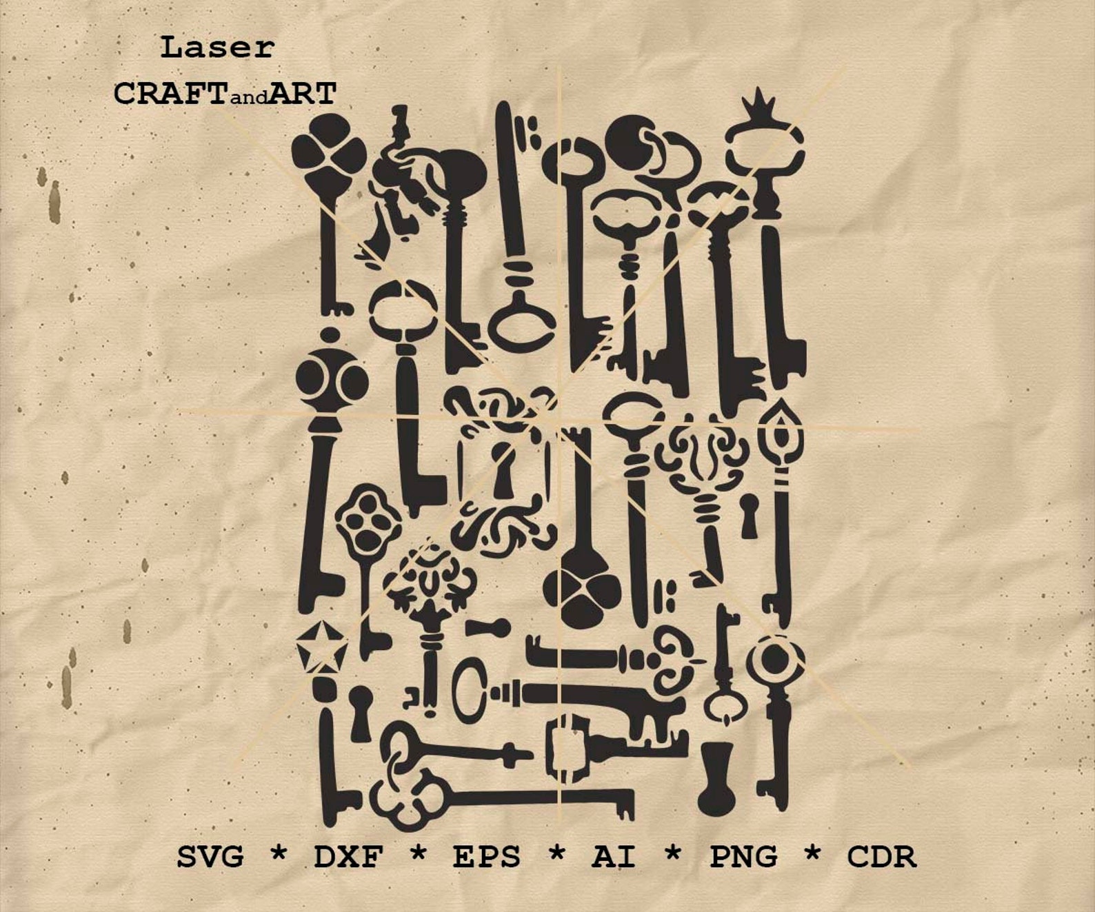 Stencils Vintage Keys, Stencils Pattern Svg, Stencils Dxf, Eps, Files ...