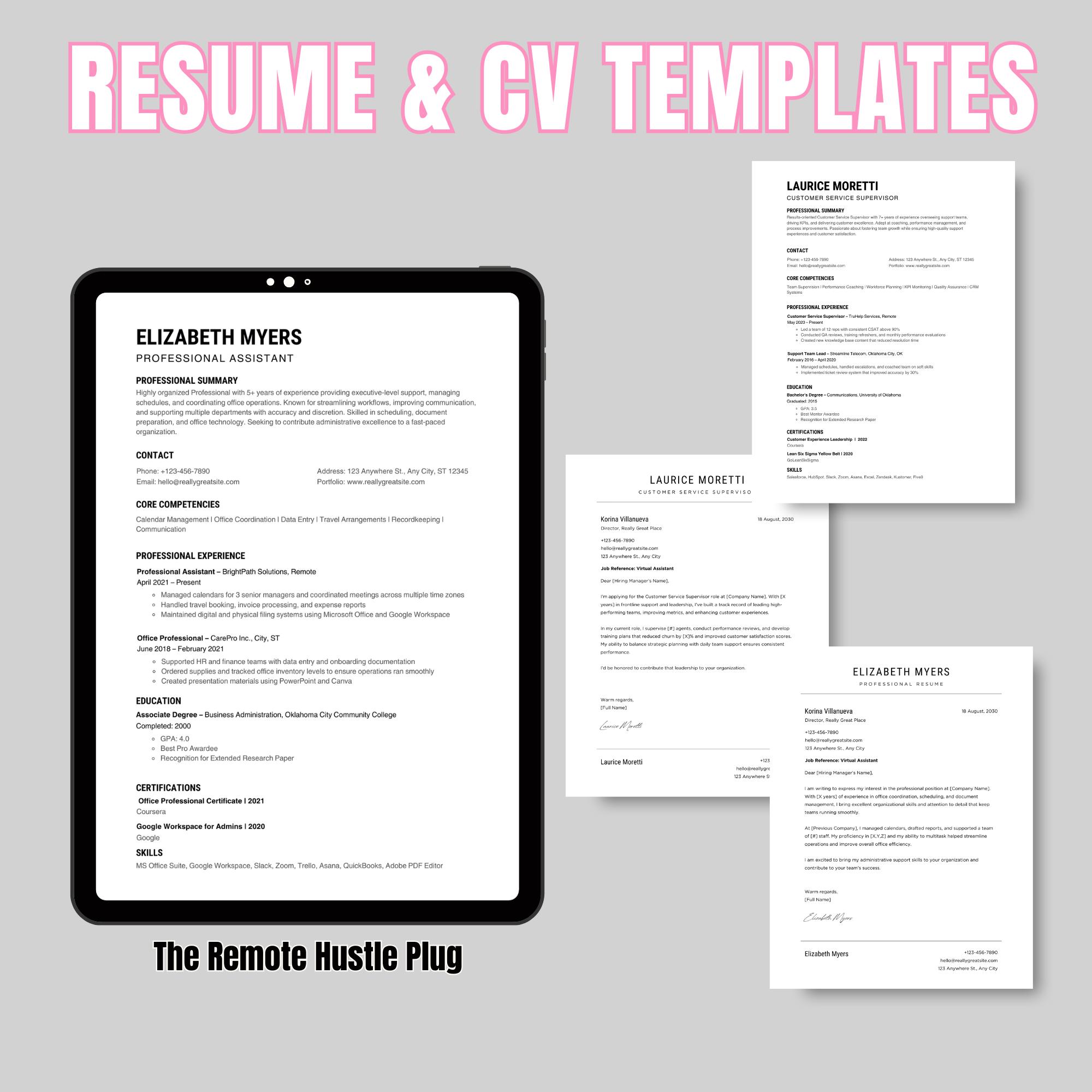 Ats-ready Plug & Play Resume + Cover Letter Kit: Customer Service ...