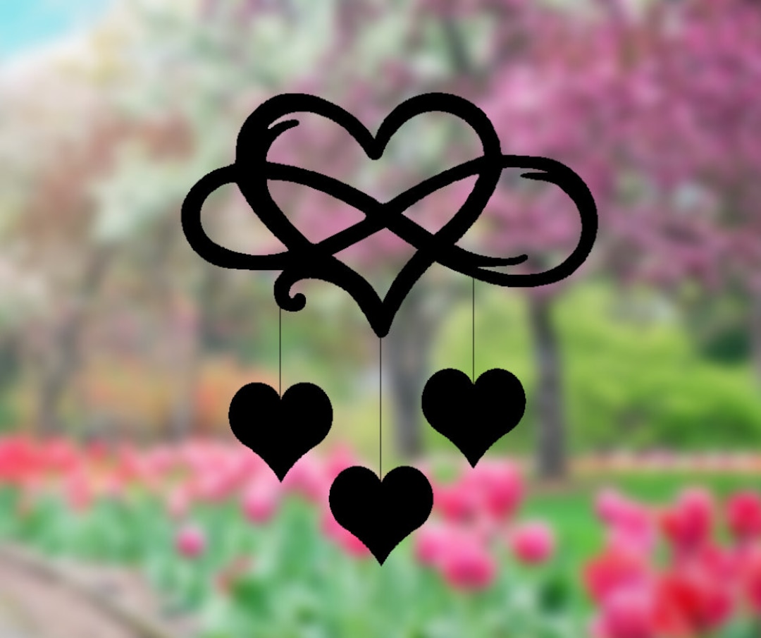 Infinity Heart, Decorative Metal Wind Chime, Spinning Steel Yard or ...