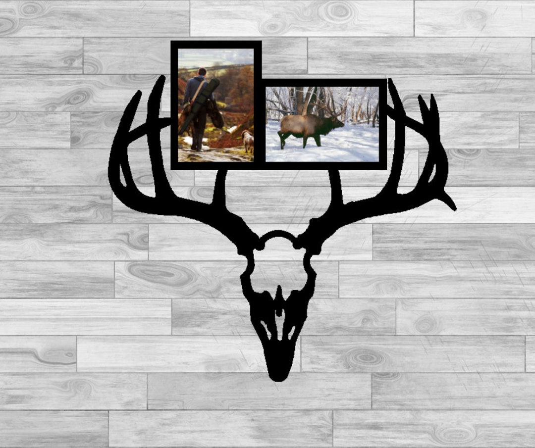 Metal Stag Picture Frame. Black Steel Frame Displays Two 4x6 Photos. A ...