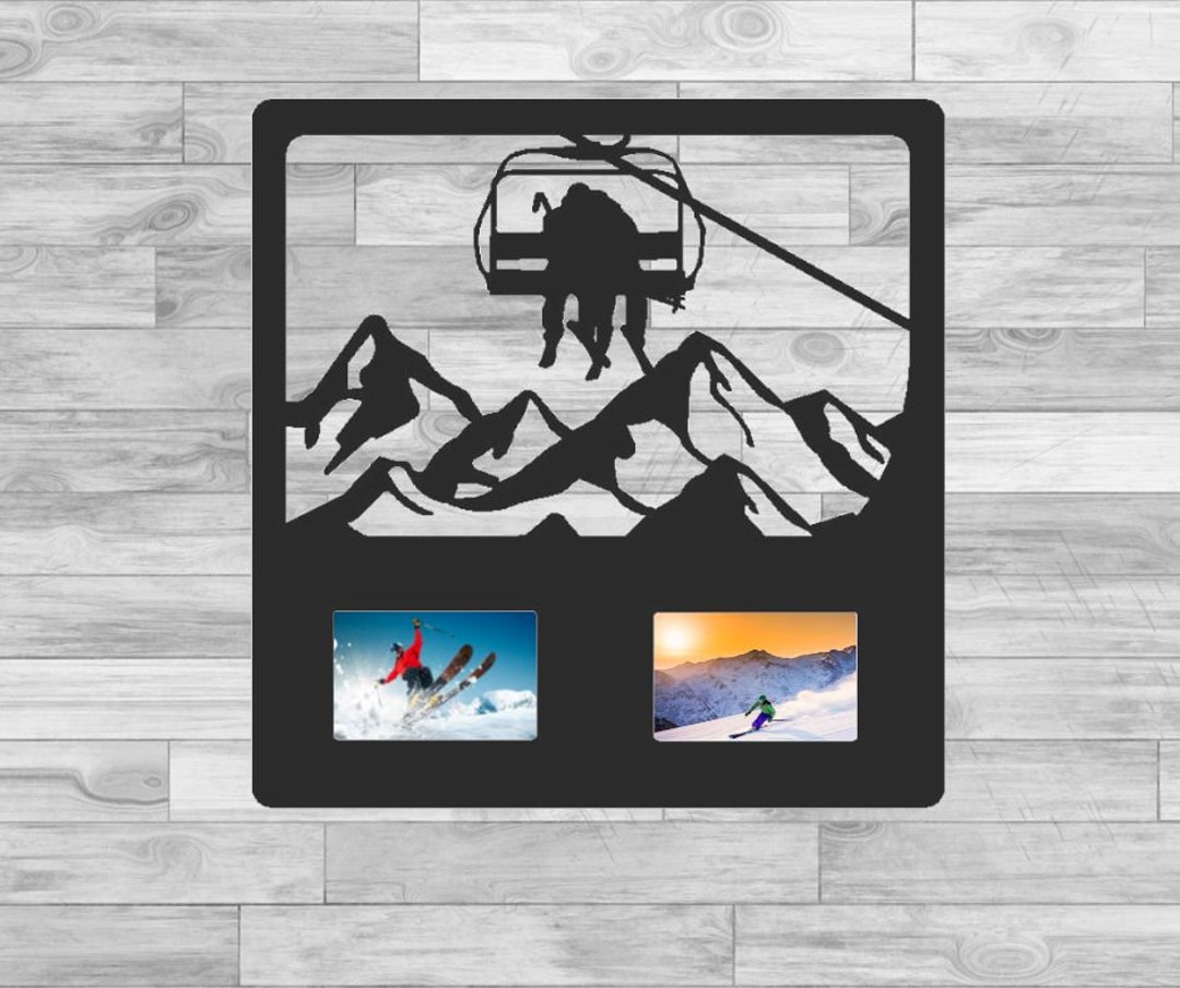 Metal Skiing Picture Frame. Black Steel Frame Displays a 4x6 or 5x7 ...
