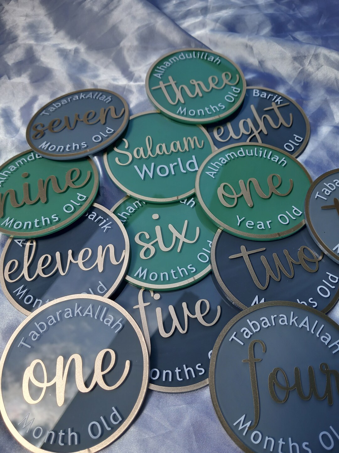 Islamic Acrylic Baby Milestone Rounds - Monthly Baby Milestone Discs ...