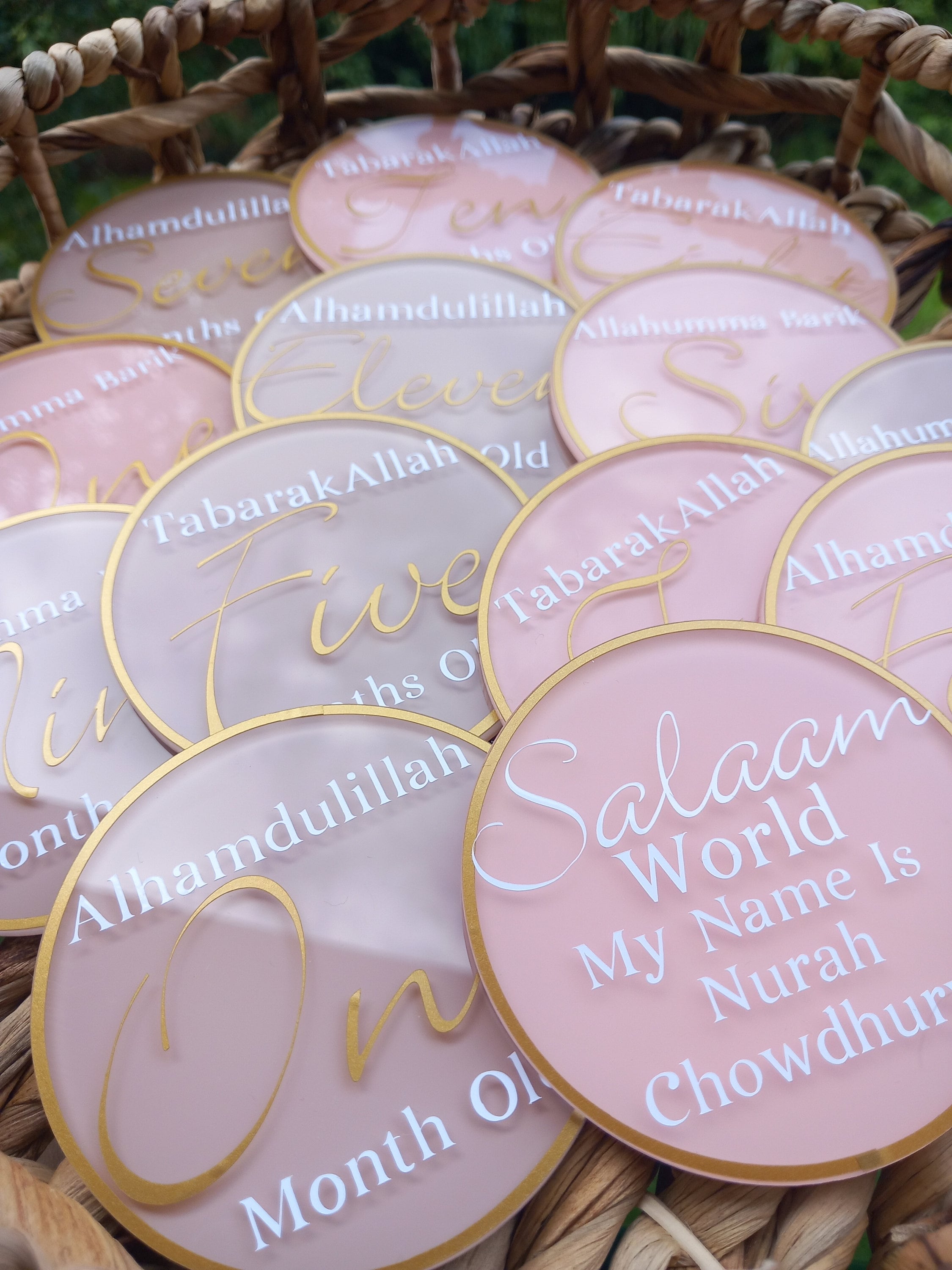 Islamic Acrylic Baby Milestone Rounds Monthly Baby Milestone Discs 12 ...