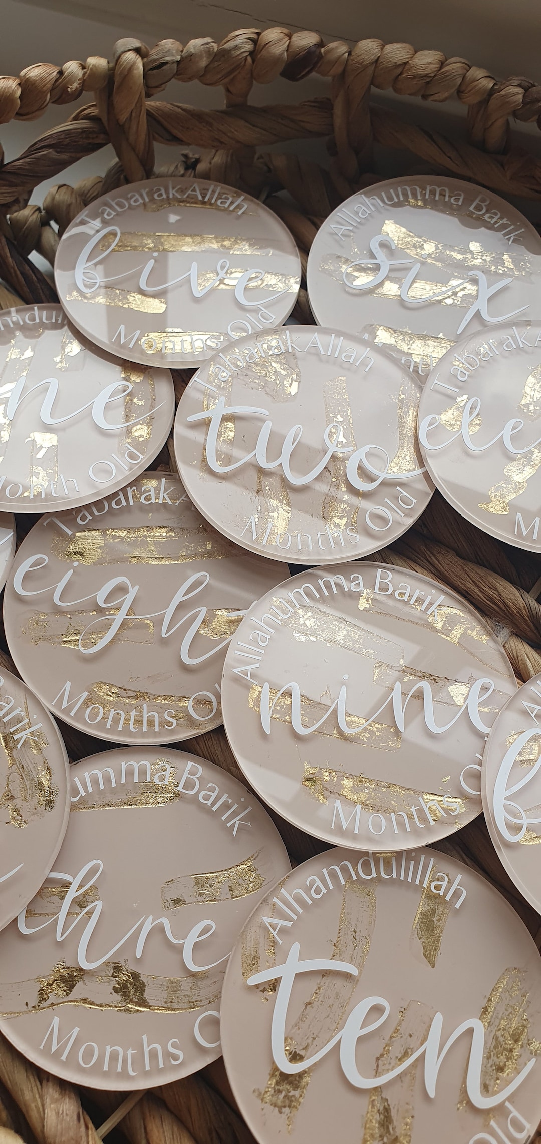 Islamic Acrylic Baby Milestone Rounds - Monthly Baby Milestone Discs ...