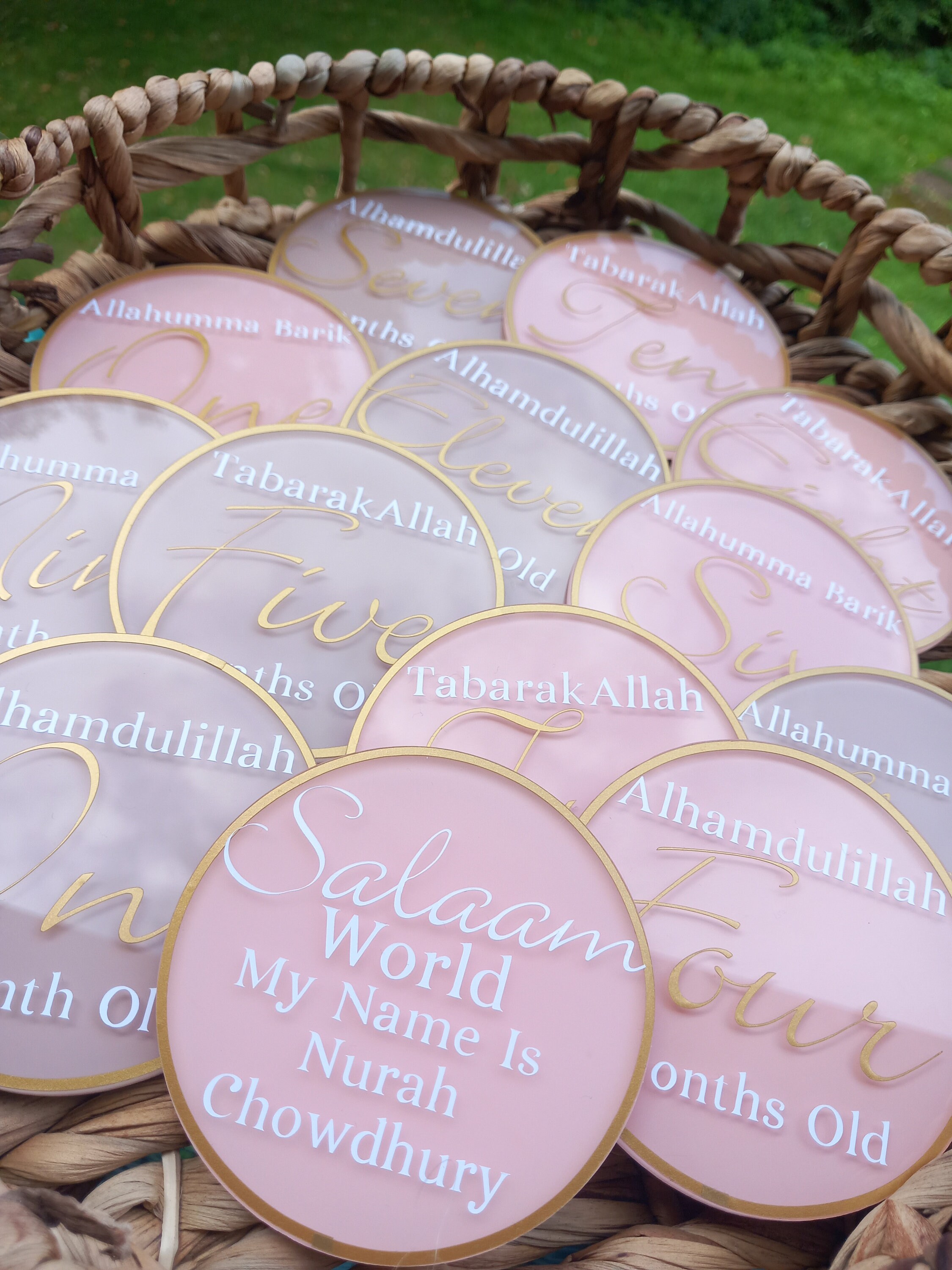 Islamic Acrylic Baby Milestone Rounds Monthly Baby Milestone Discs 12 ...