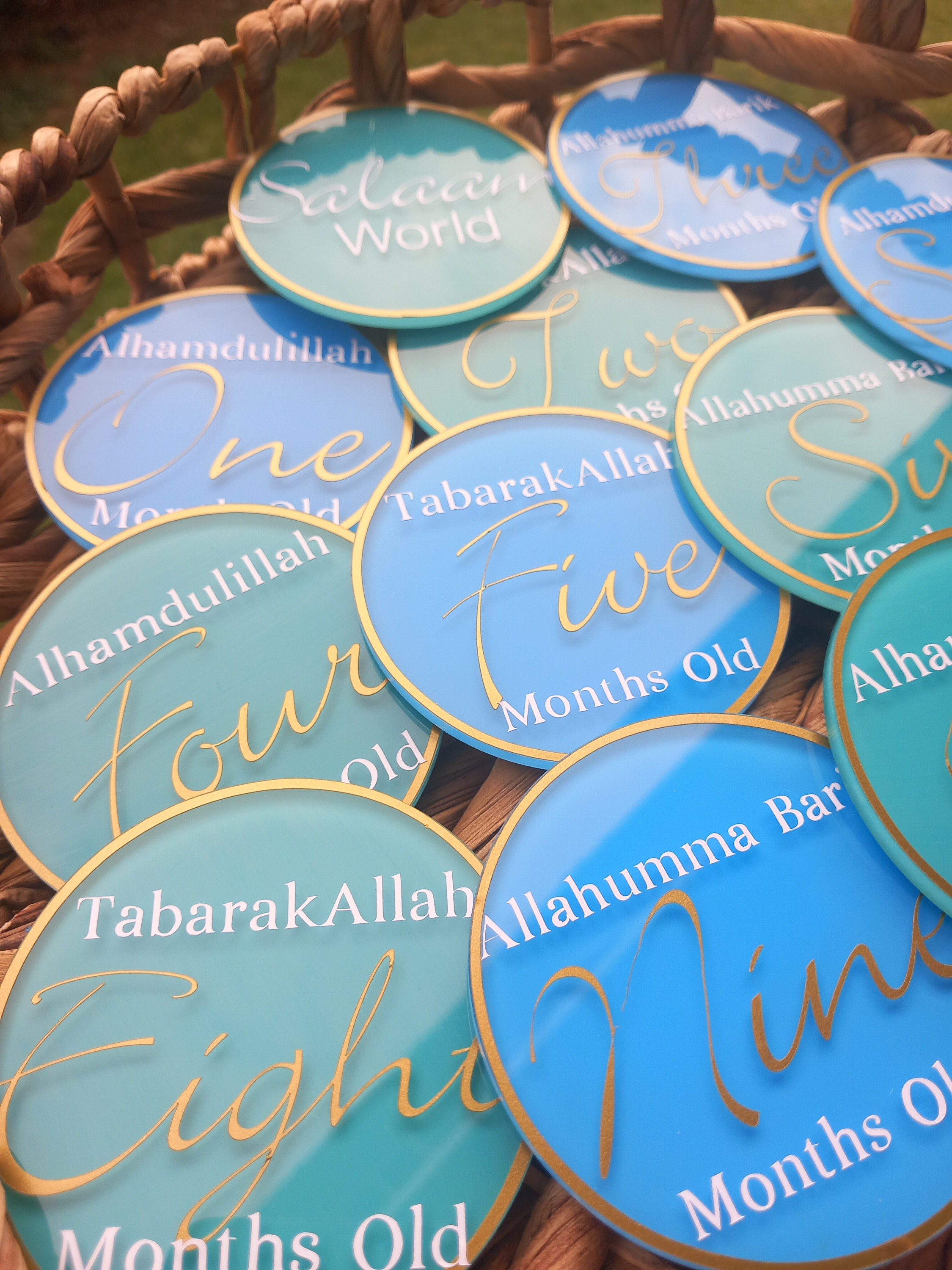 Islamic Acrylic Baby Milestone Rounds Monthly Baby Milestone Discs 12 ...