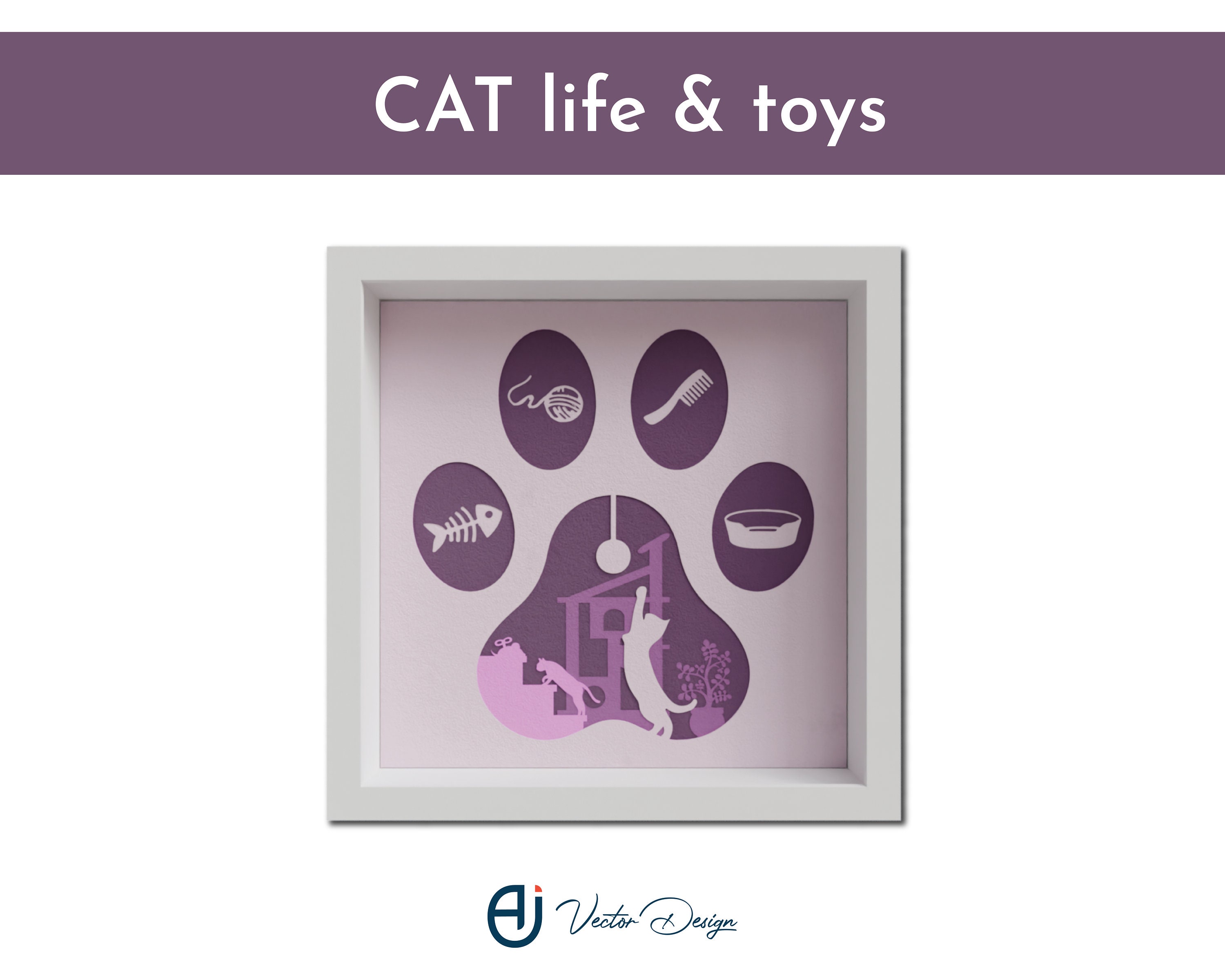 Cat Life and Toys | 3D Shadow Box | Multi-layered Laser Cut | Files for ...