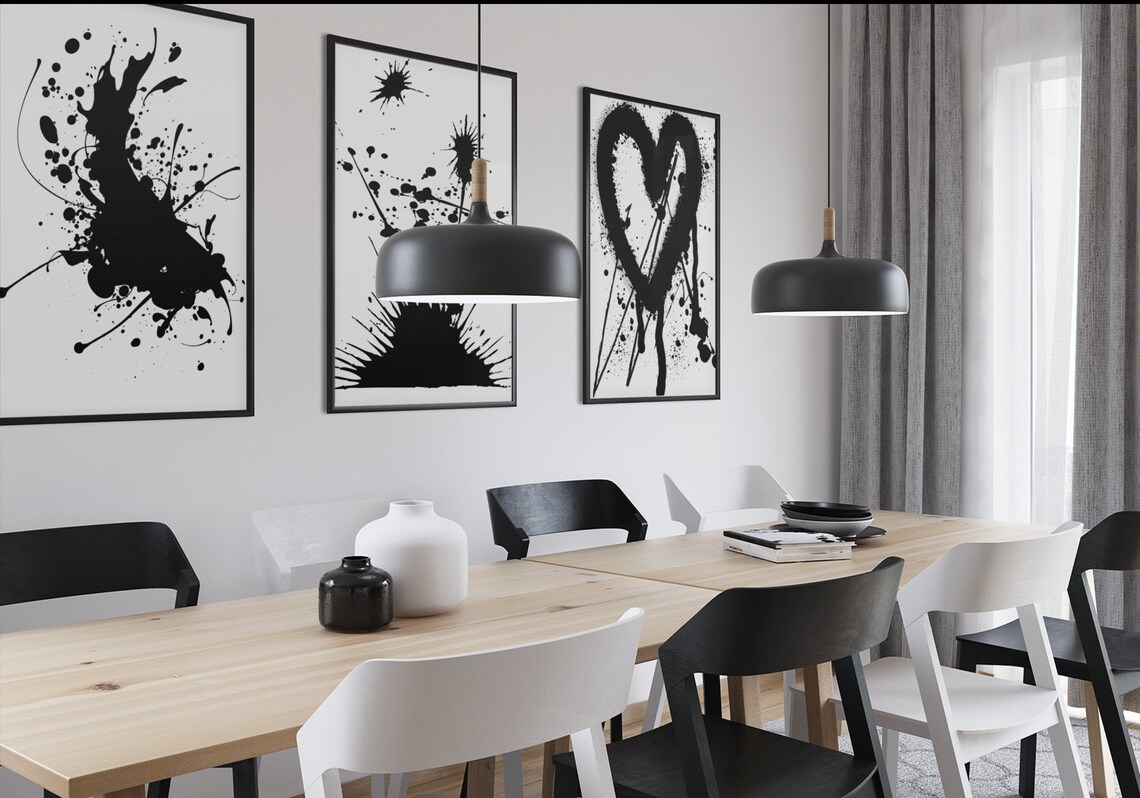 Black and White Abstract Art Digital Prints Instant Download - Etsy