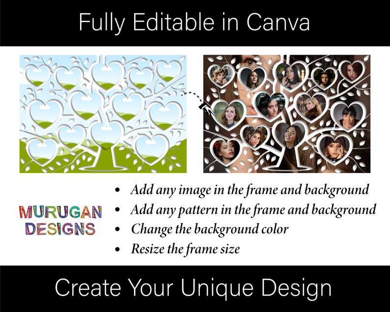 CANVA Family Tree Photo Collage Design Fully Editable Canva Frame ...