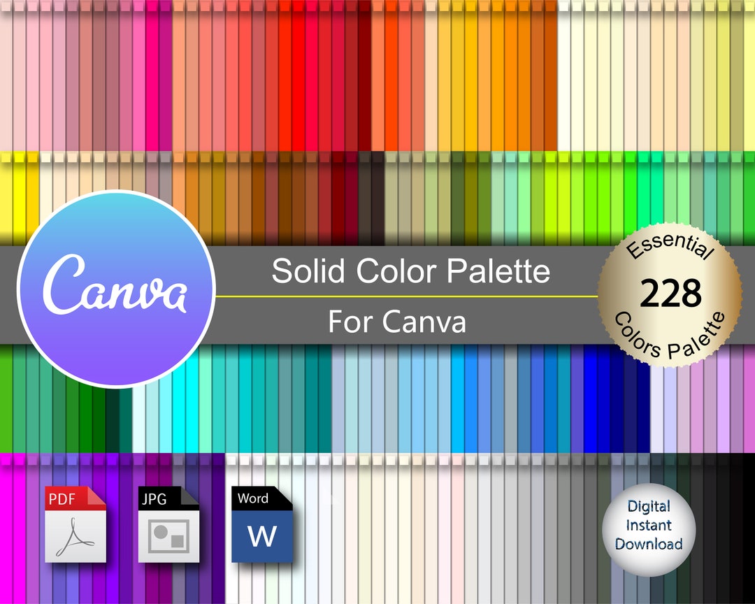 CANVA Color Palette 228 Essential Colors With Names and Hex Codes ...
